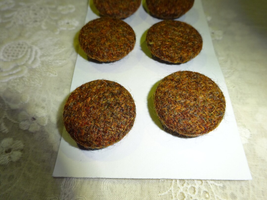Vintage Brown Tweed Buttons Set of 6 - Etsy