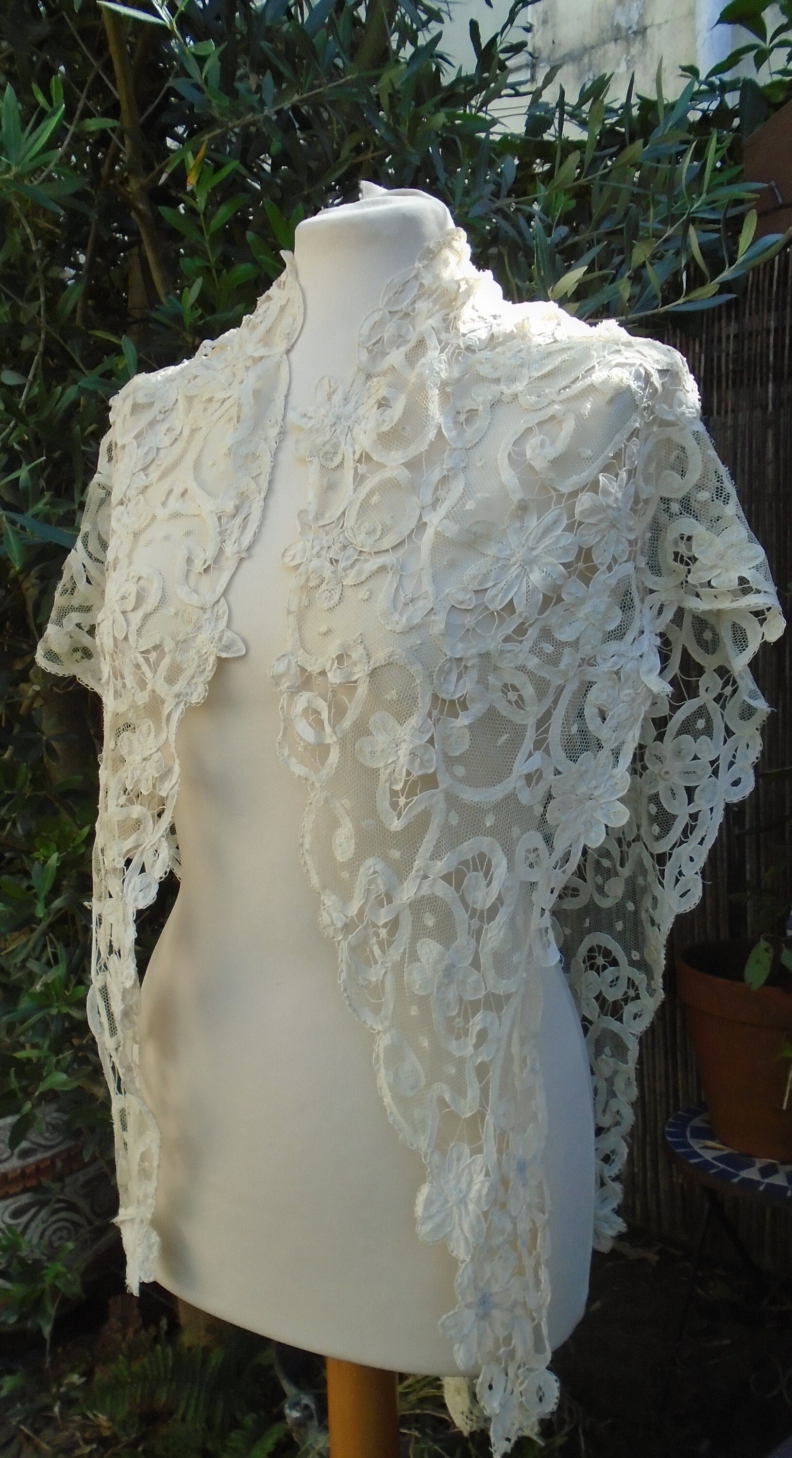 Antique Vintage Bobbin Tape Lace Shawl. Handmade Lace - Etsy