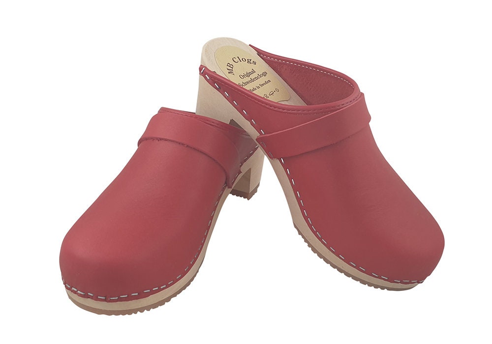 MB Clogs Lady Clogs Women's Clogs Fat Leather Red - Etsy