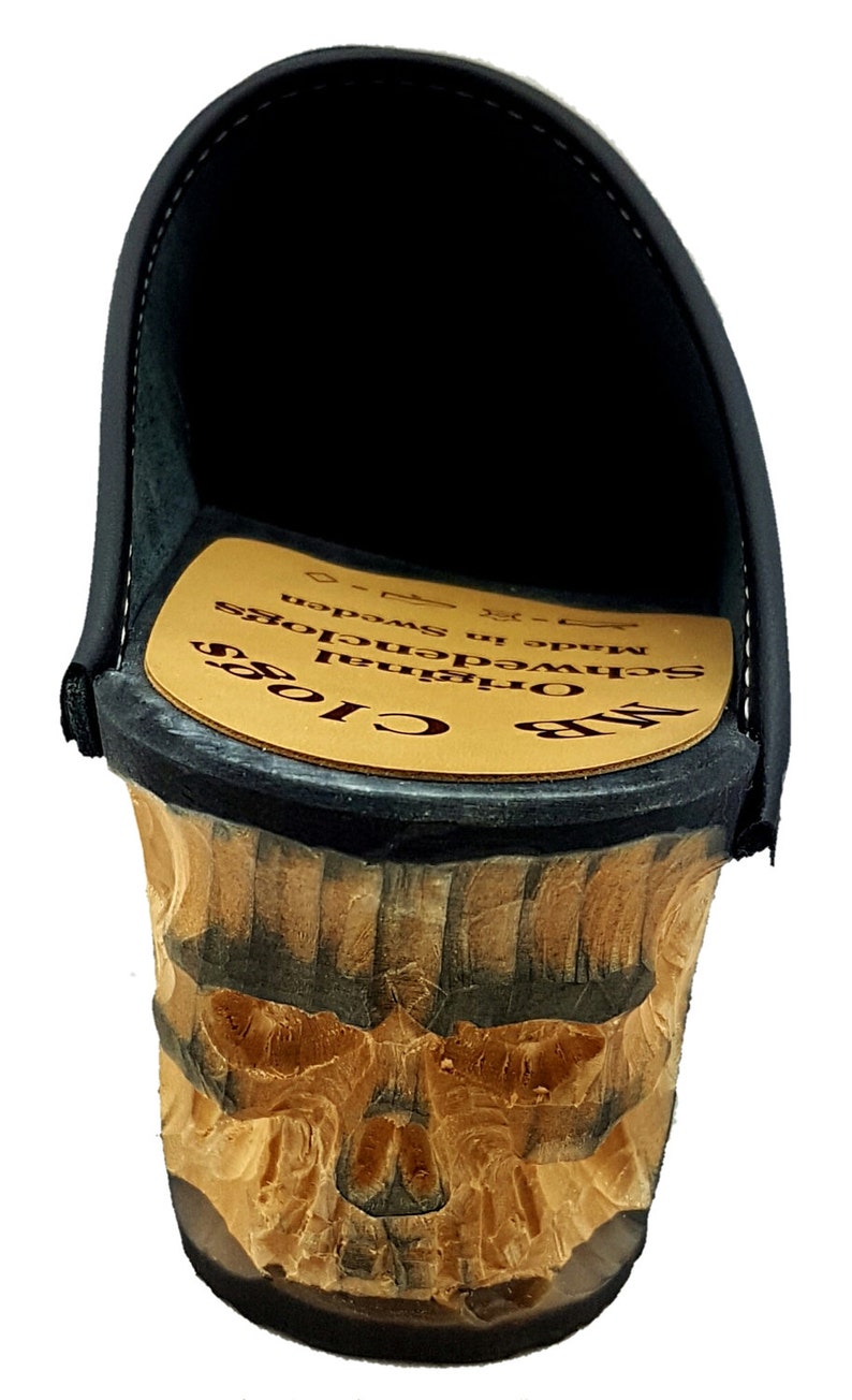 Original Sweden Clogs Oiled Leather Black With Carved 3 Dimensional ...