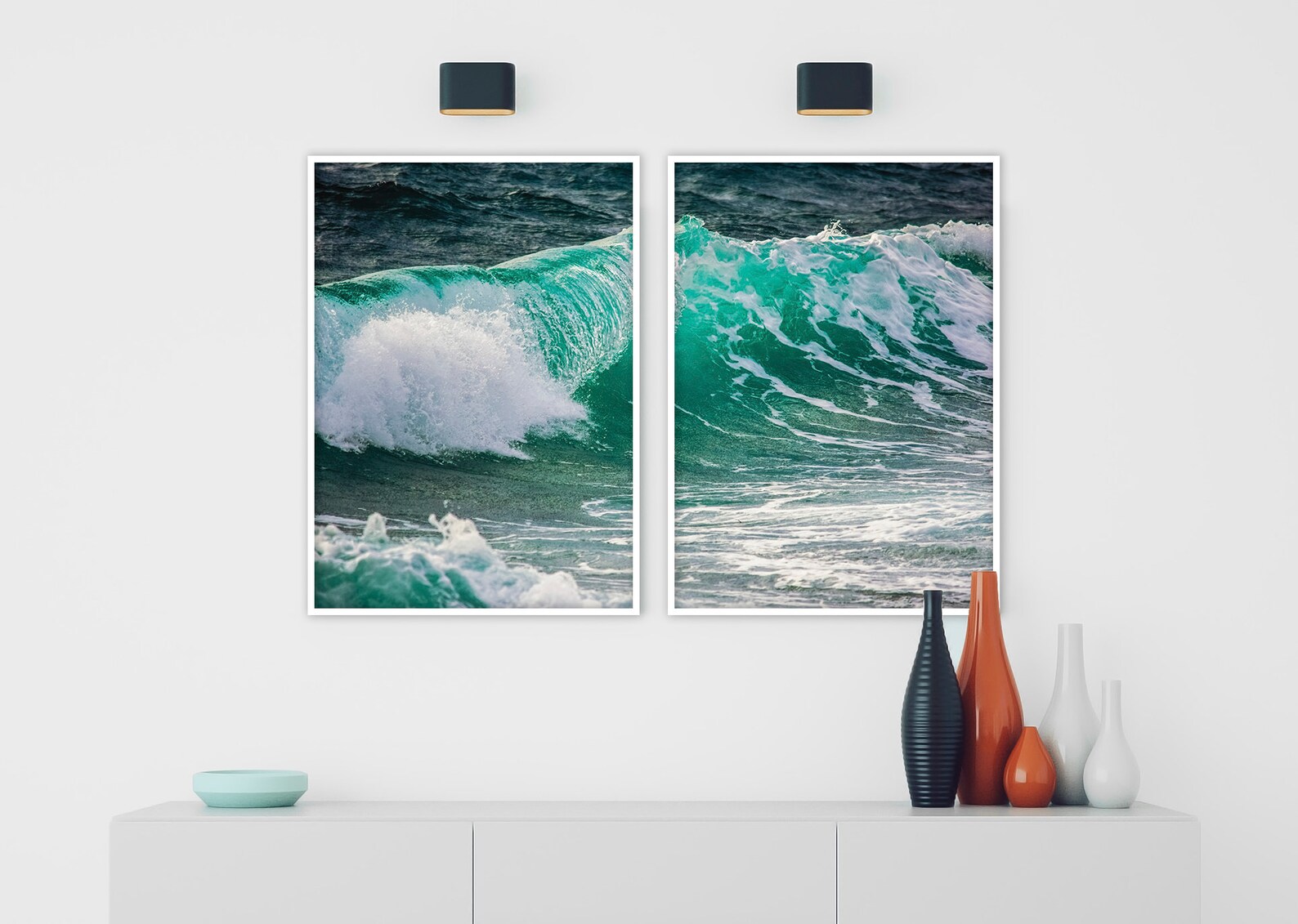 Ocean Print Set of 2 Prints Ocean Wave Print Ocean Wall | Etsy