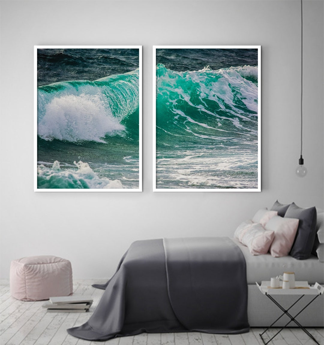 Ocean Print, Set of 2 Prints, Ocean Wave Print, Ocean Wall Art, Wave ...