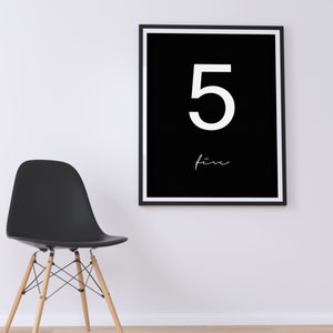 Number 5 Print, Number 5 Printable, Number 5 Wall Art, Number 5 Art ...