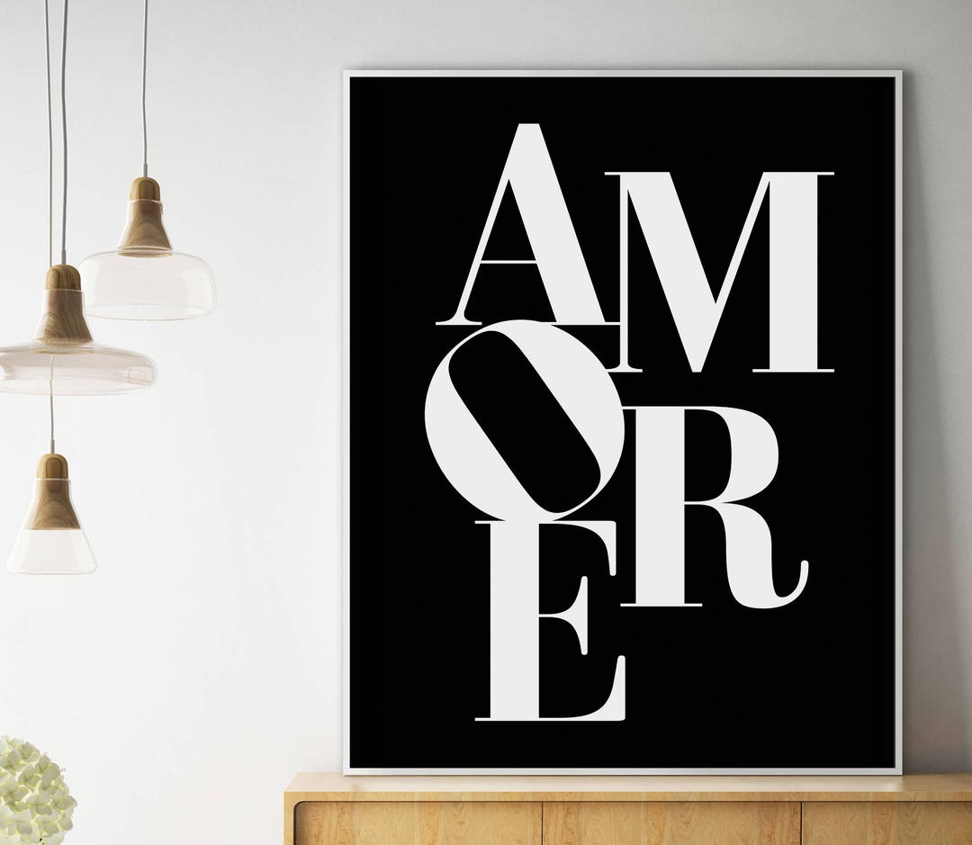 Amore Print, Black and White, Italian Wall Decor, Amore Poster, Amore ...