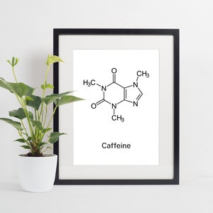 Caffeine Molecule, Coffee Print, Minimalist Print, Chemistry Art ...