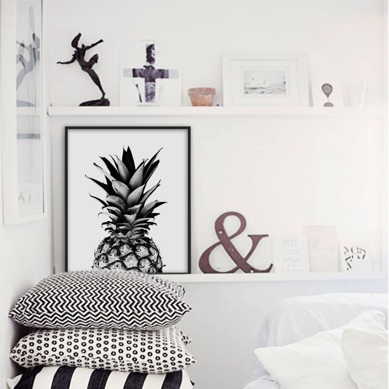 Ananas-Druck Obst Ananas Poster Wandkunst schwarz und weiß - Etsy.de