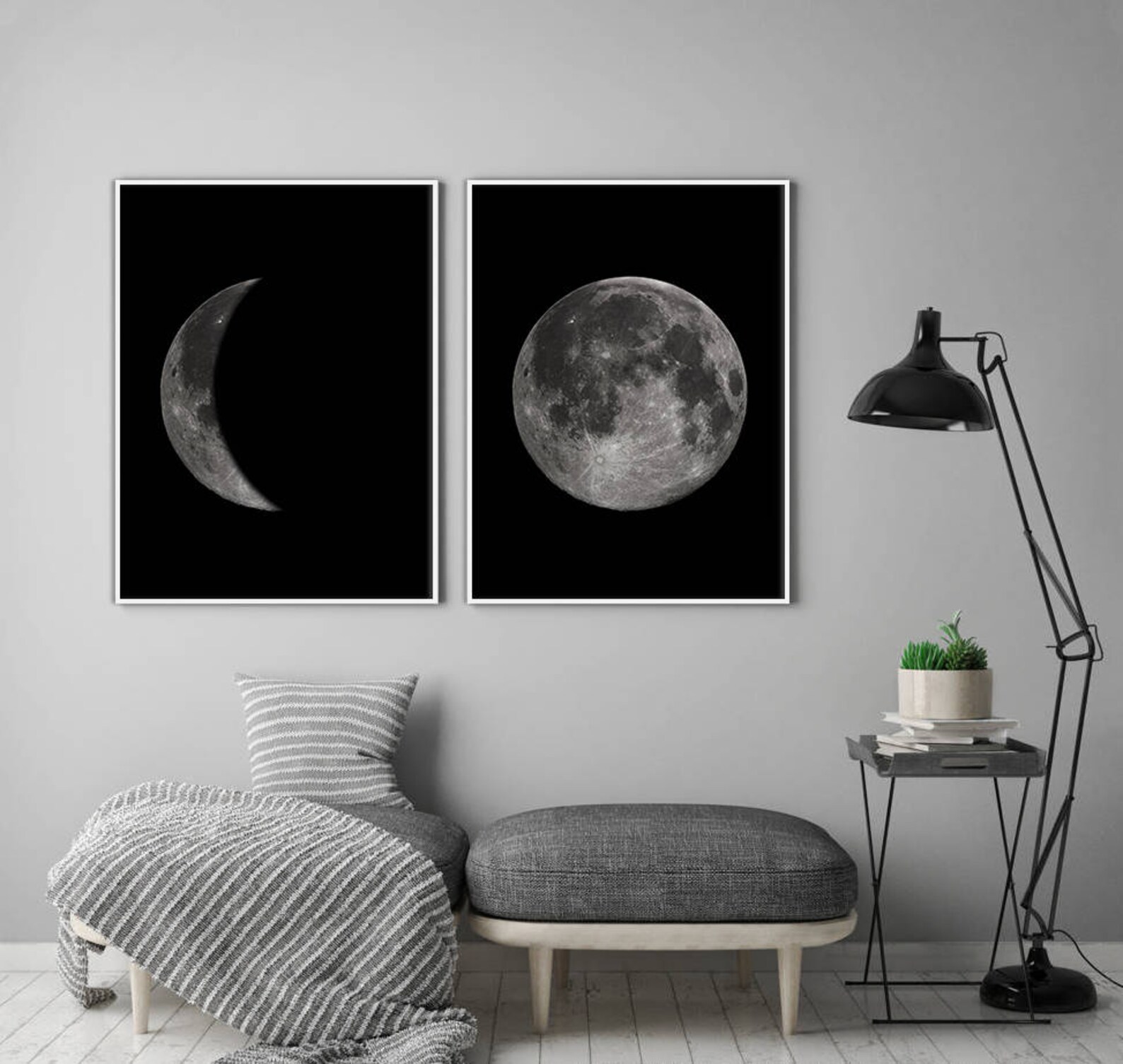 Moon Print Set, Moon Phases Poster, Large Moon Print, Full Moon Print ...