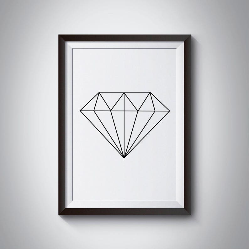 Diamond Print Scandinavian Poster Diamonds Black and White | Etsy