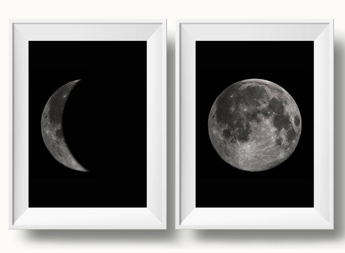Moon Print Set Moon Phases Poster Large Moon Print Full - Etsy