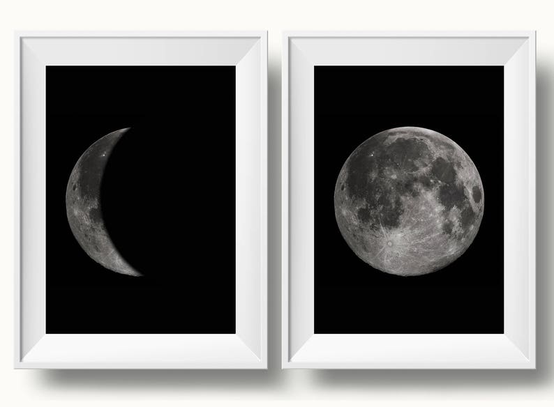 Moon Print Set Moon Phases Poster Large Moon Print Full - Etsy