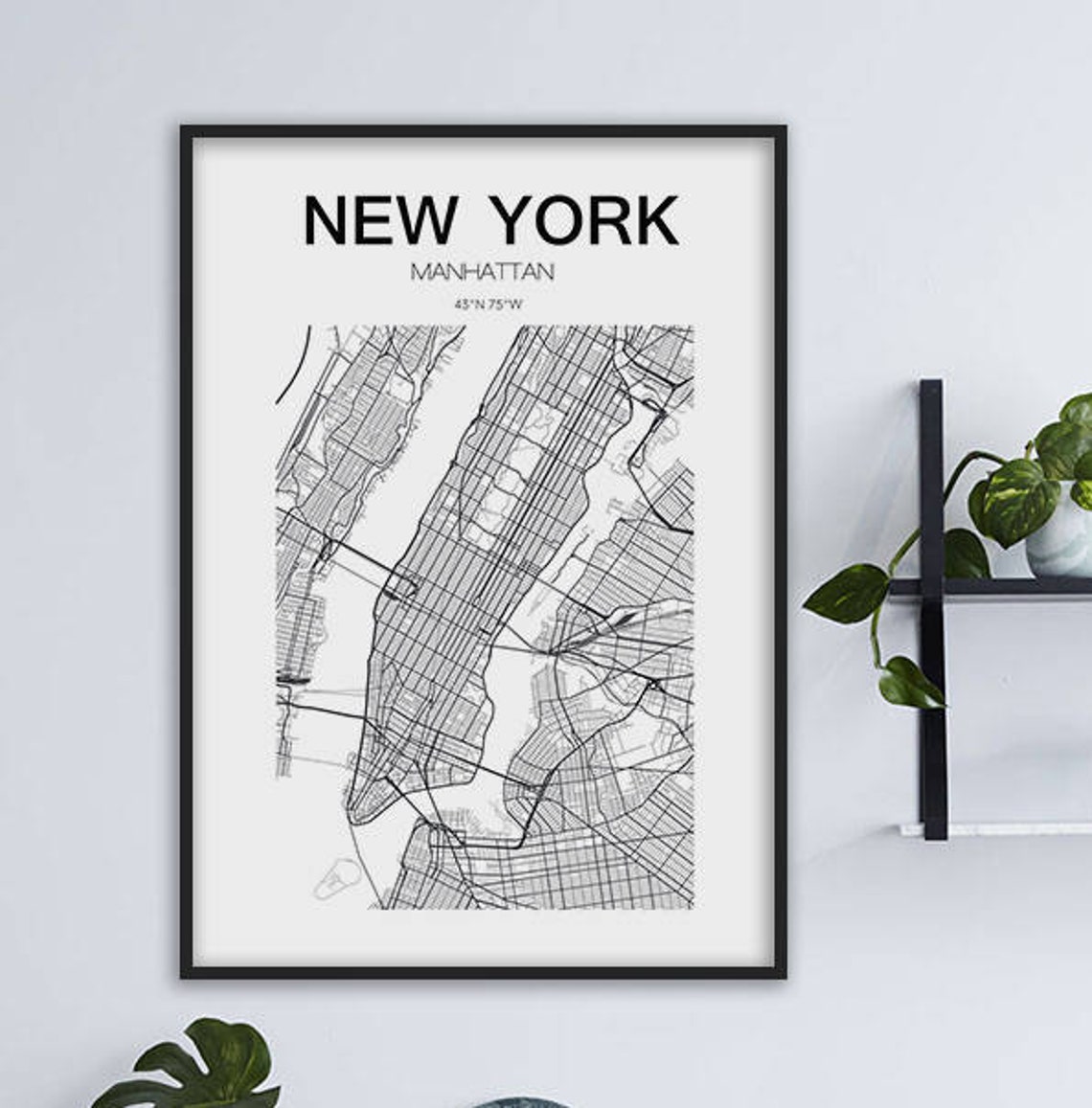Sale New York Map Print New York Map United States City | Etsy