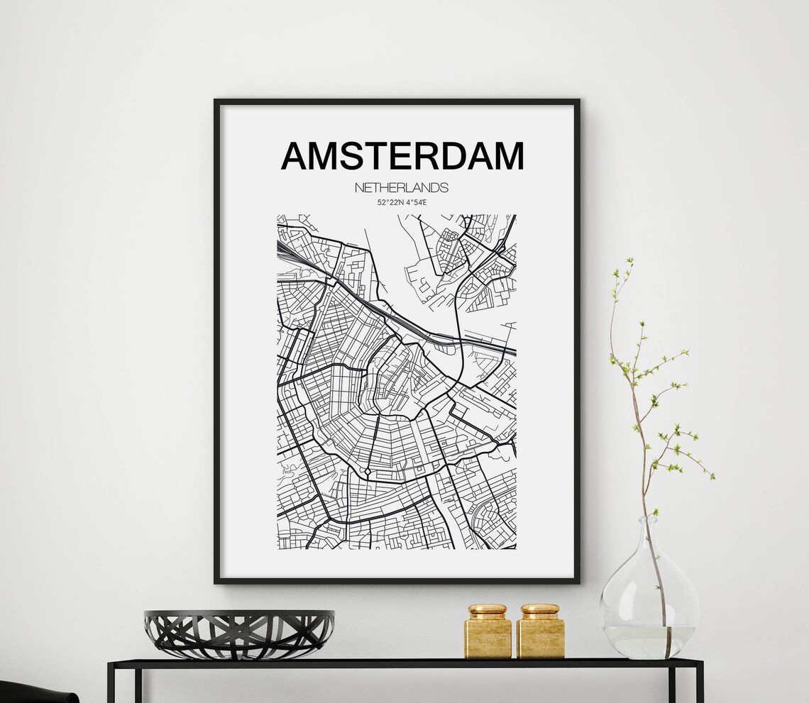 SALE Amsterdam Map Print Netherlands Amsterdam City - Etsy