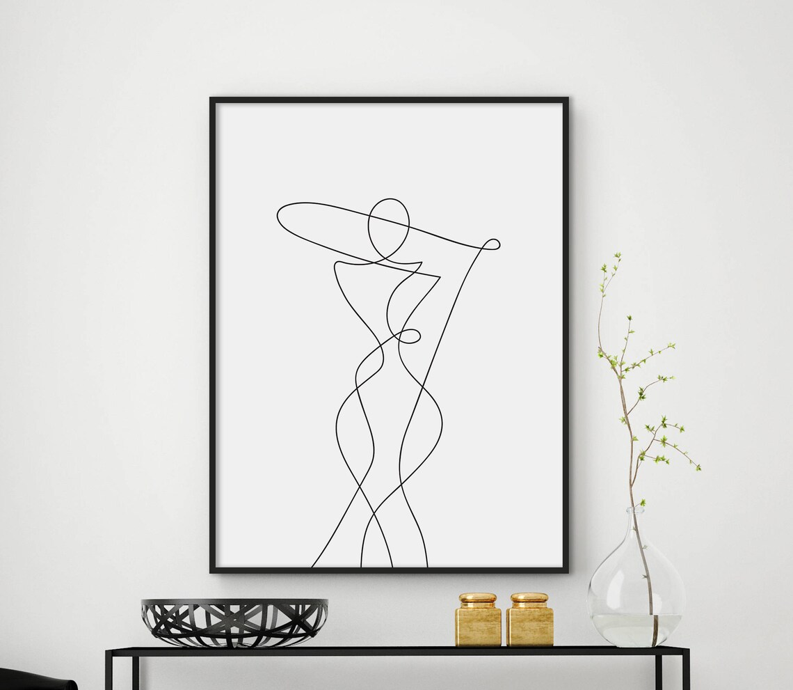 Abstract Woman Line Art Female Figure Sketch Girl One Line | Etsy