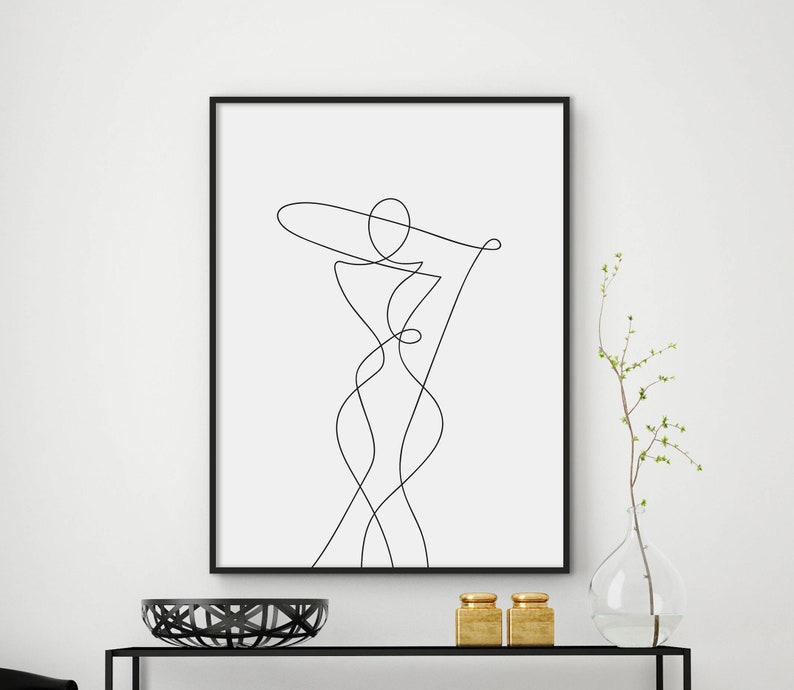 Abstract Woman Line Art Female Figure Sketch Girl One Line | Etsy