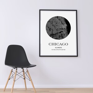 Chicago Map Print, Chicago Map Poster, Street Map Print, Illinois Map ...