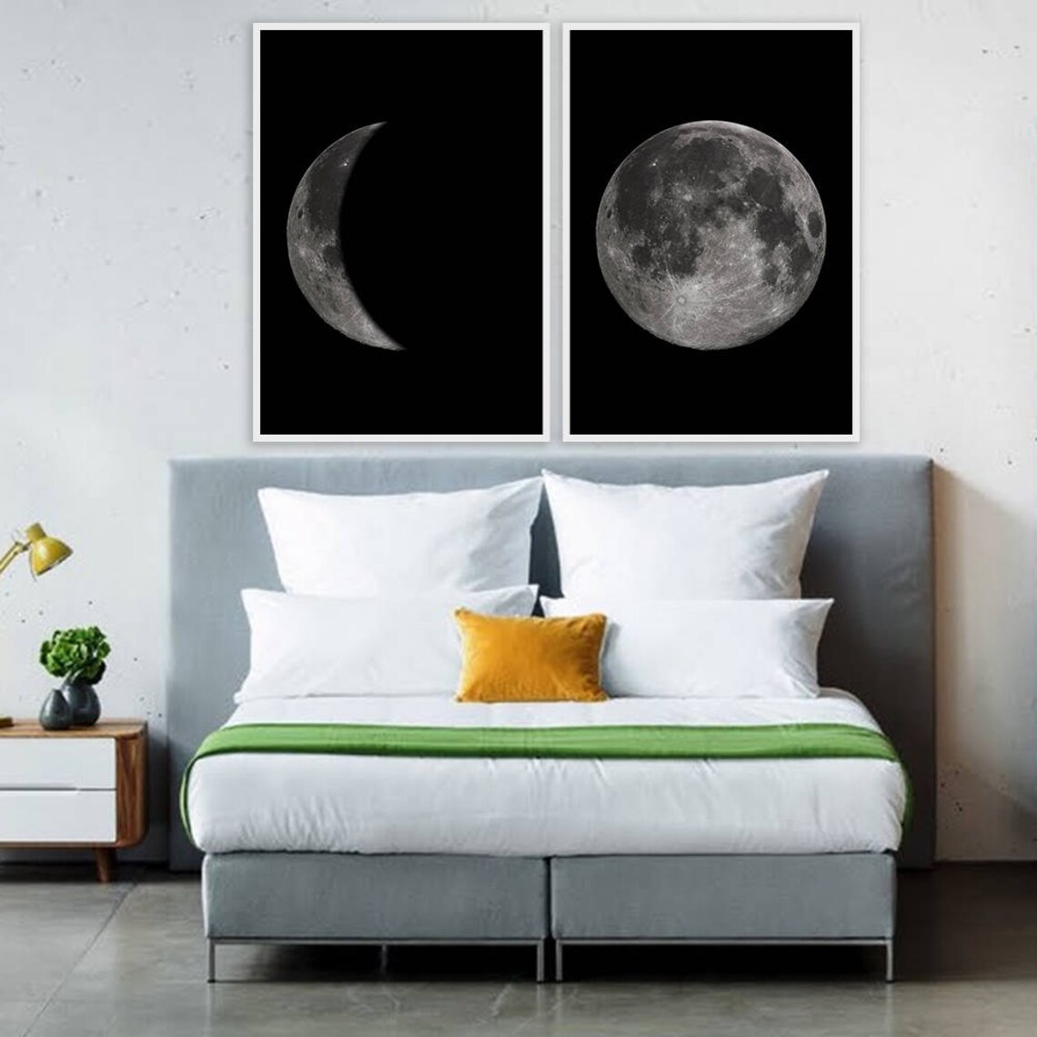 Moon Print Set Moon Phases Poster Large Moon Print Full - Etsy