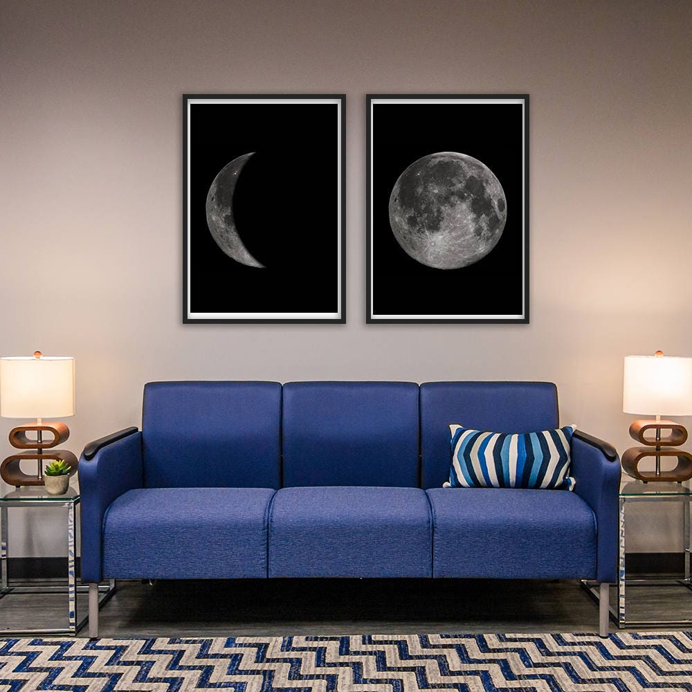 Moon Print Set Moon Phases Poster Large Moon Print Full - Etsy