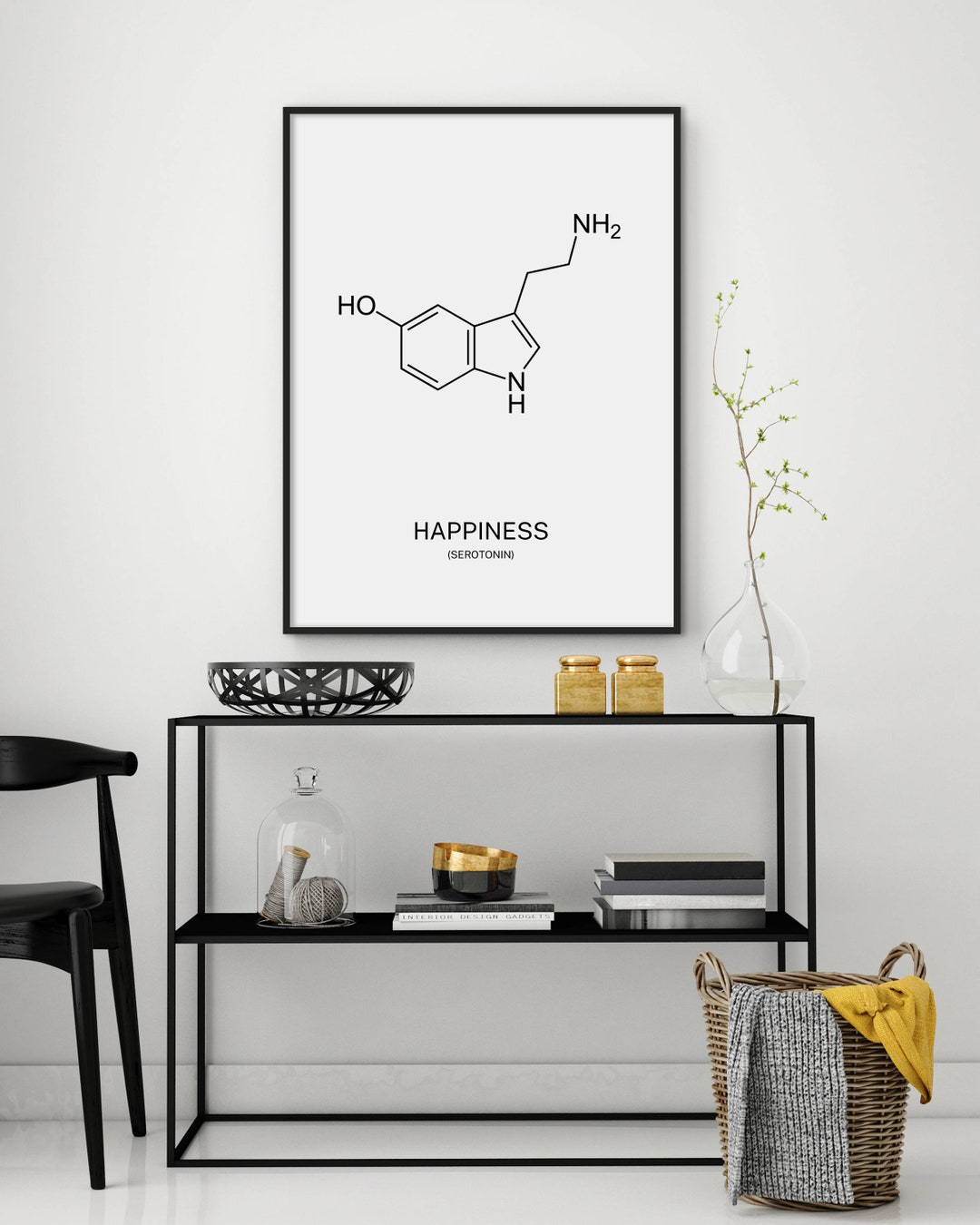 Serotonin Molecule,minimalist Prints, Science Poster, Minimalist Print ...