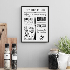Kitchen Rules, Kitchen Sign, Kitchen Decor, Kitchen Rules Sign, Kitchen ...