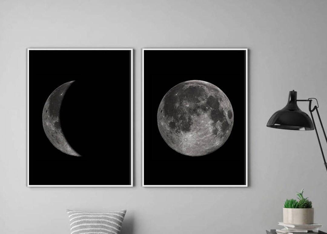 Moon Print Set, Moon Phases Poster, Large Moon Print, Full Moon Print ...