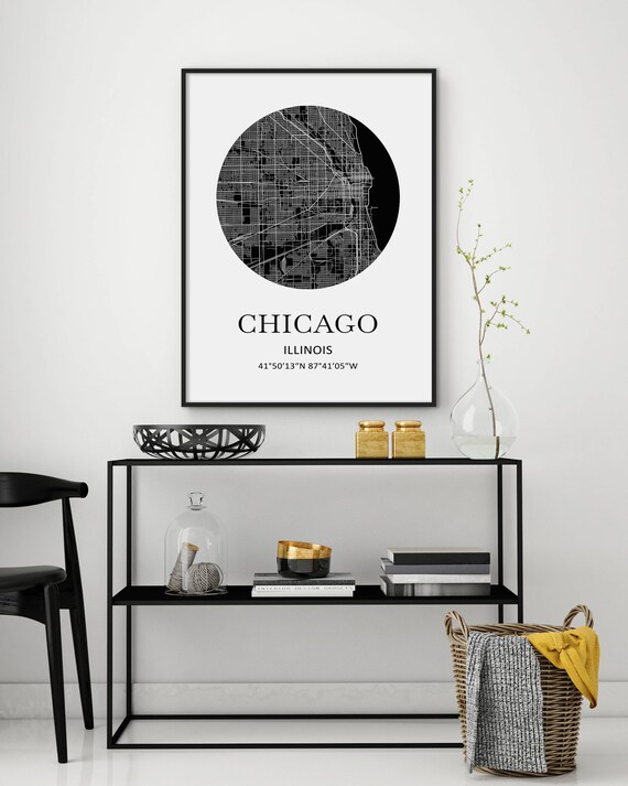 Chicago Map Print Chicago Map Poster Street Map Print | Etsy