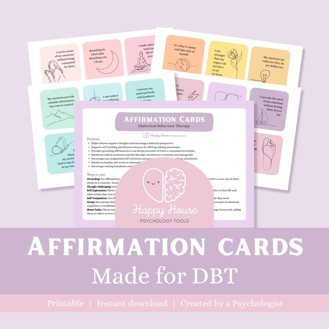 Affirmation Cards | DBT | Psychology Worksheet | Trauma Addiction ...