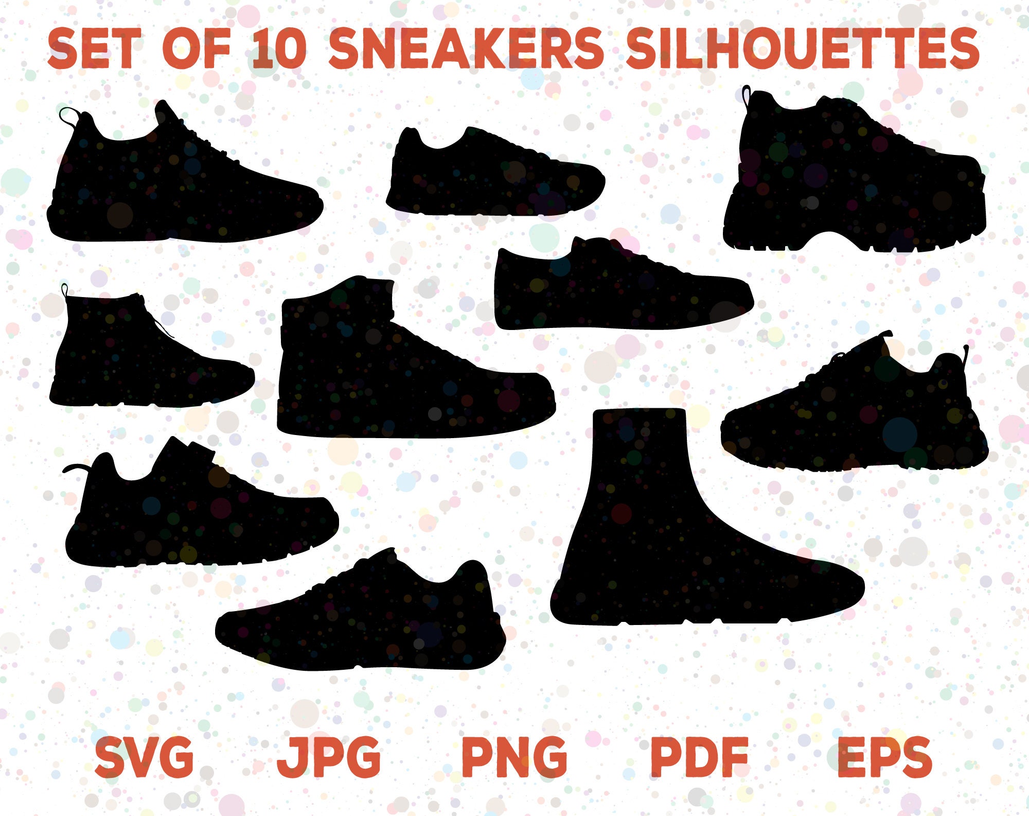 Sneakers Silhouettes SVG, Eps, Pdf, Png, Jpg - Shoes Vector Images ...
