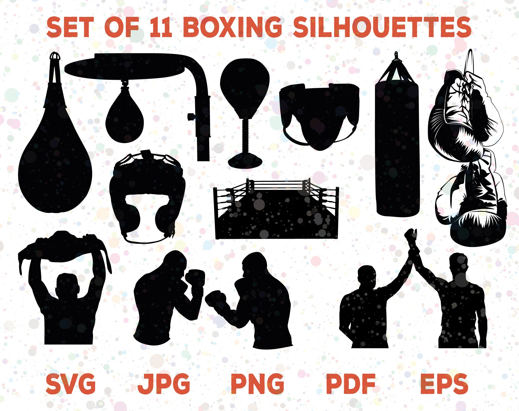 Boxing Silhouettes SVG, Eps, Pdf, Png, Jpg - 11 Boxing Vector Images ...