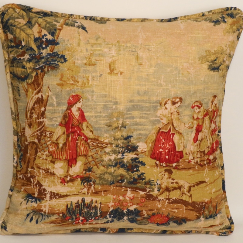 Red French Toile Pillow - Etsy
