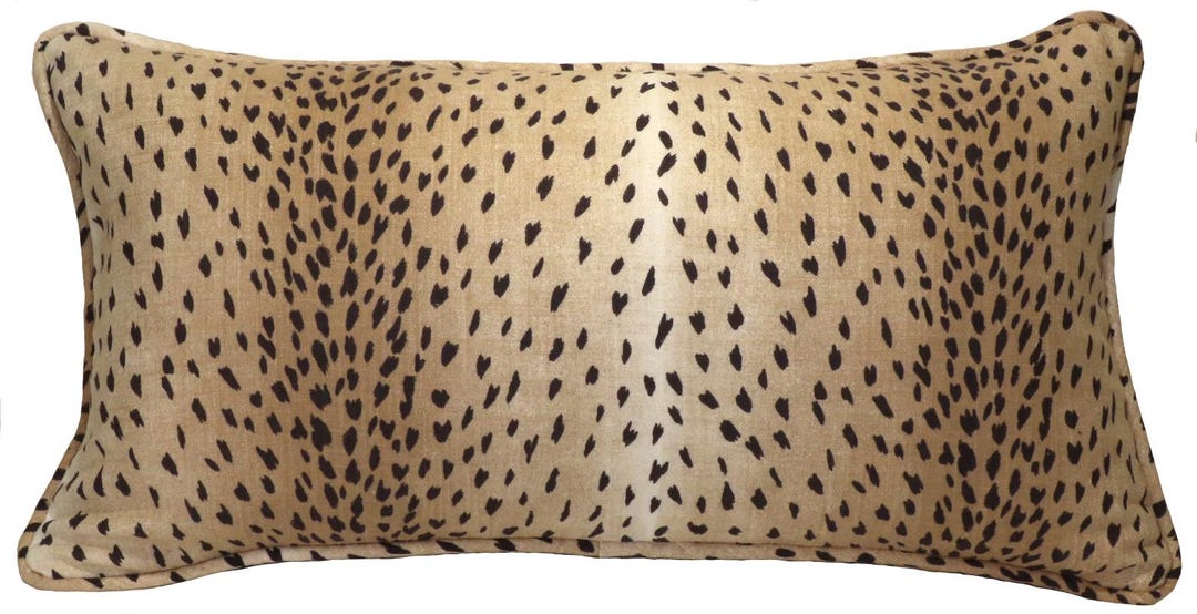 One 14" by 26" Oblong Animal Print Black & Tan Throw Pillow Cover ...
