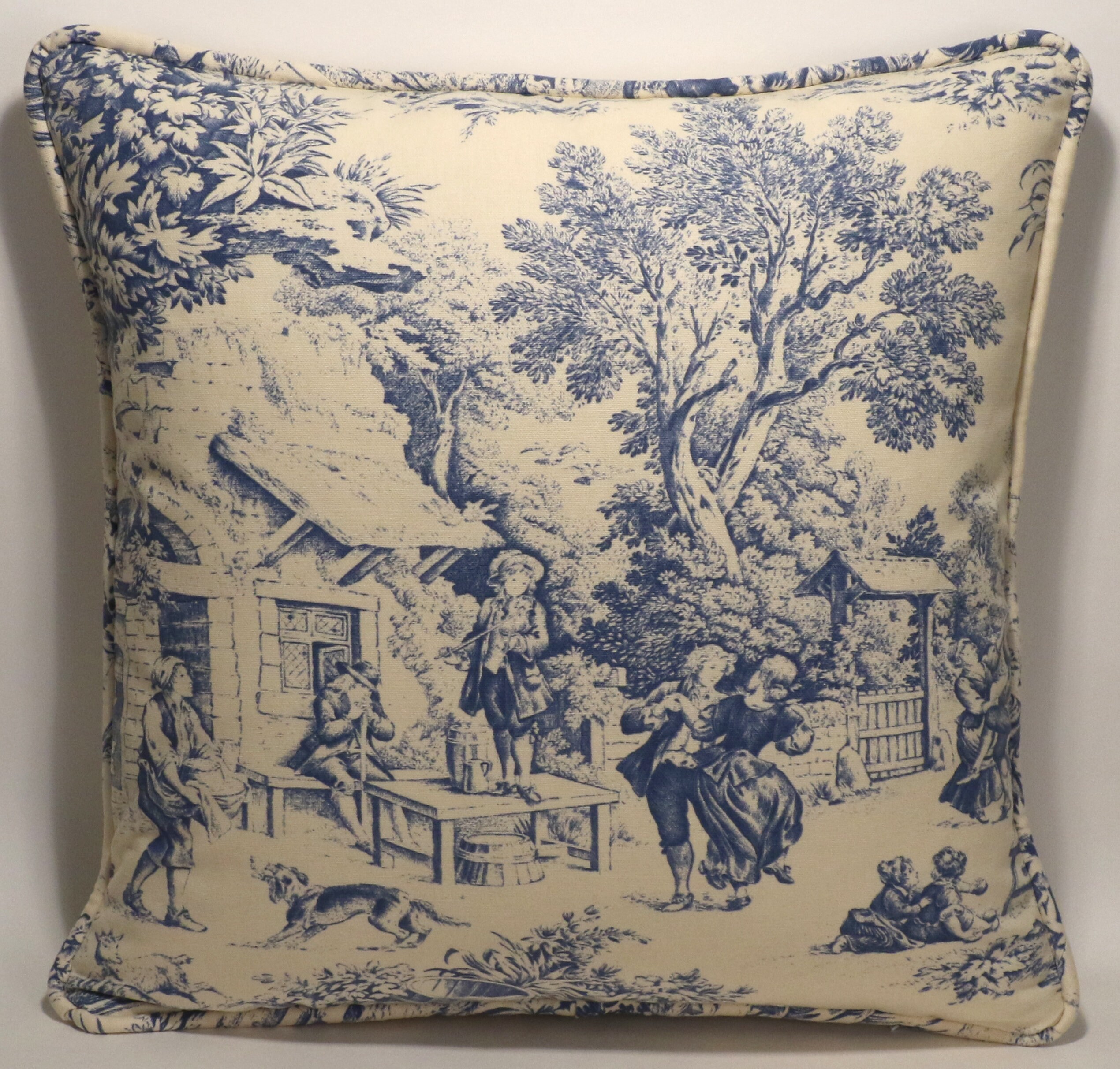 Set of 2 18 Blue Toile Throw Pillows Blue Cream French | Etsy