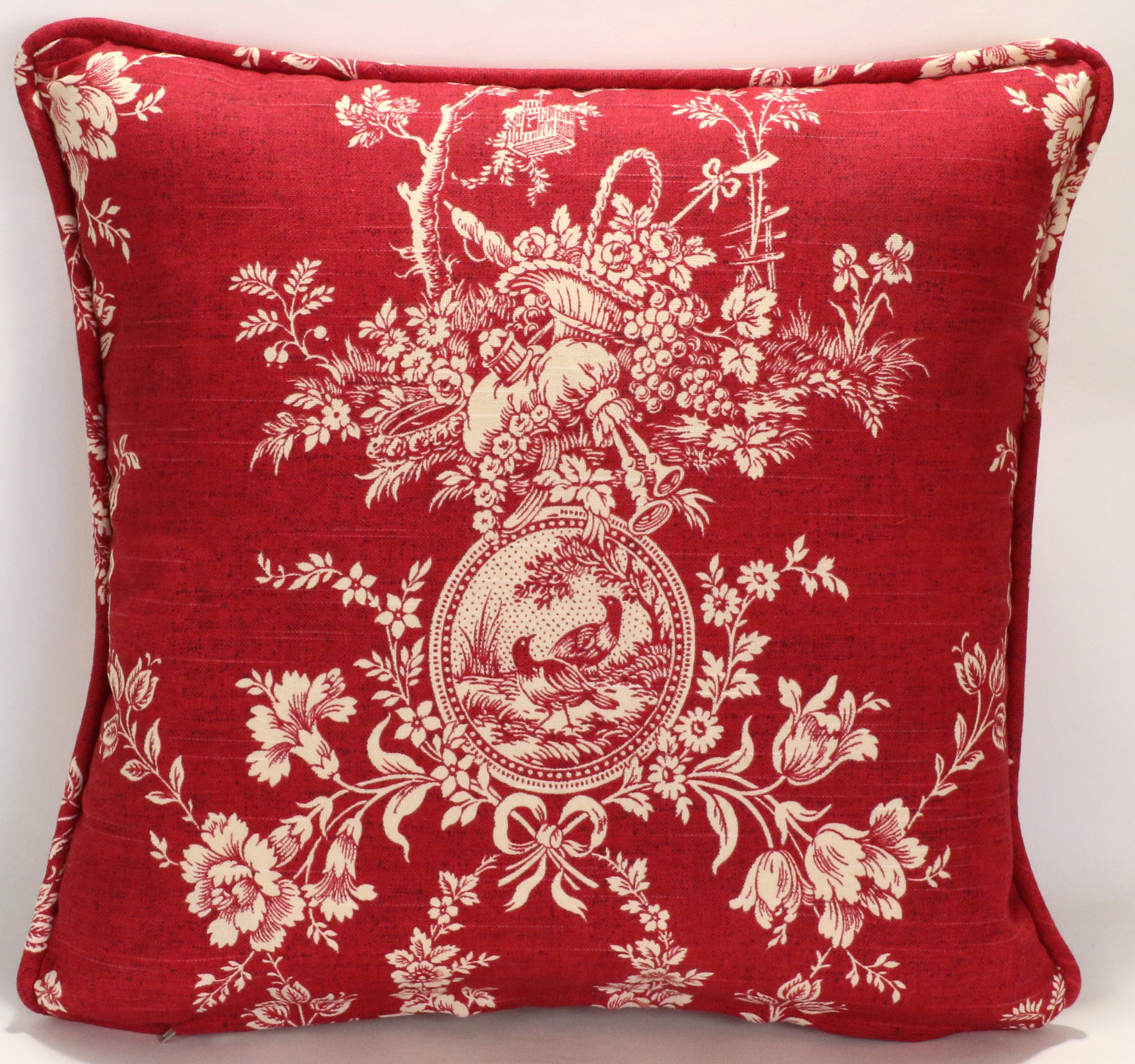 Set of 2 18 Red Bird Toile Throw Pillow Covers Waverly - Etsy