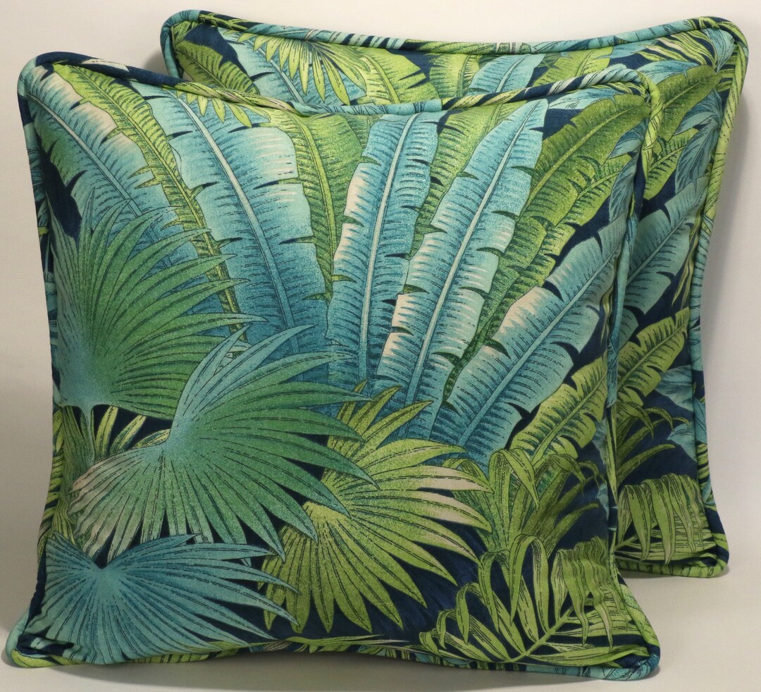 Set of 2 18 Blue Tropical Throw Pillow Covers, Tommy Bahama Bohemian ...