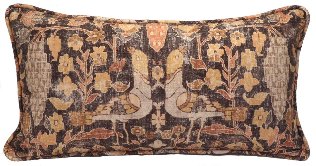 One 14" by 26" Locanda Teak Bird Oblong Throw Pillow Cover, Turkish ...