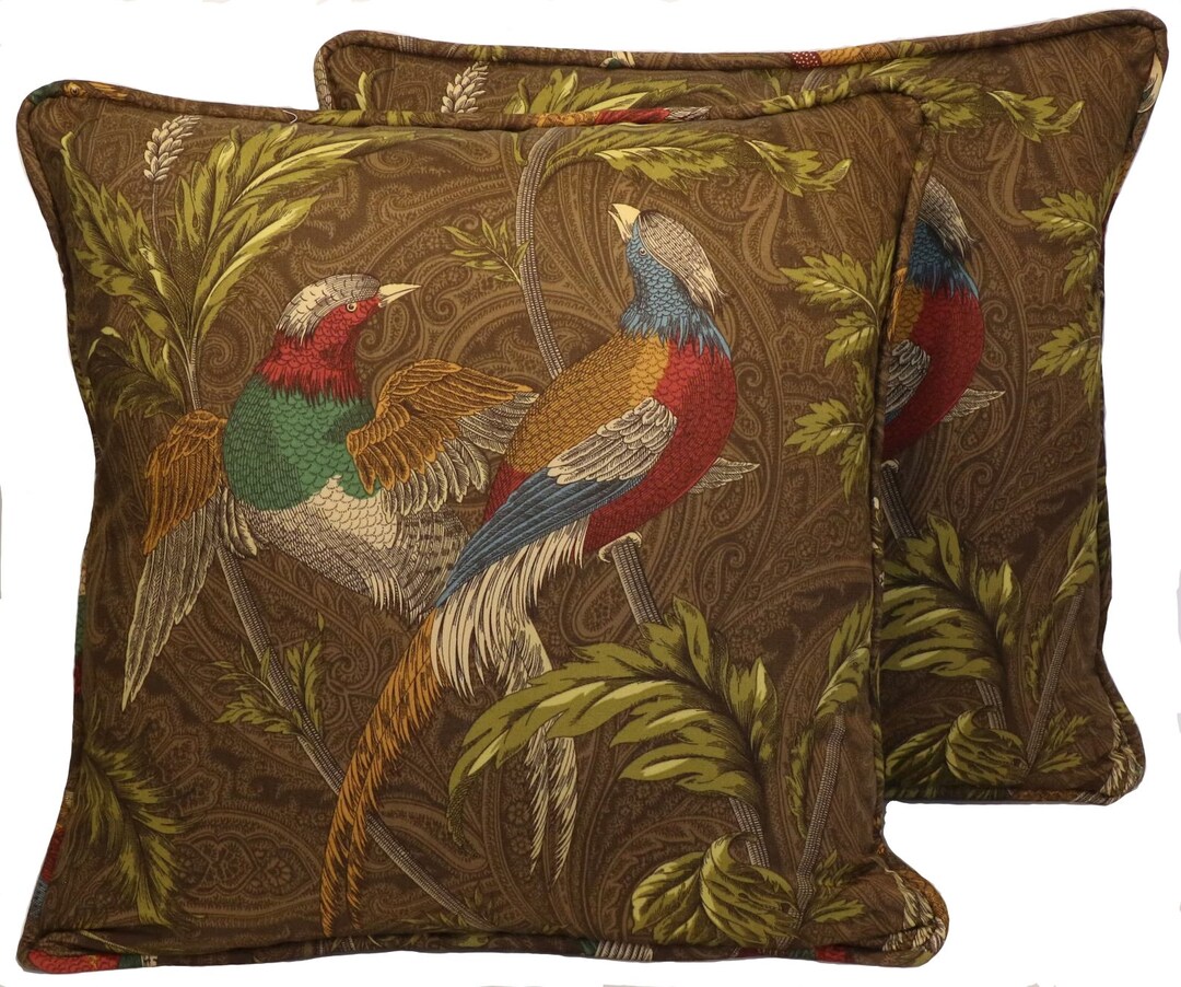 Set of 2 18 Brown Pheasant Bird Throw Pillow Covers , Pheasant Hunt ...