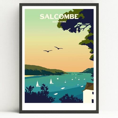 Salcombe South Devon. HAND SIGNED Art Print/travel Poster by | Etsy UK