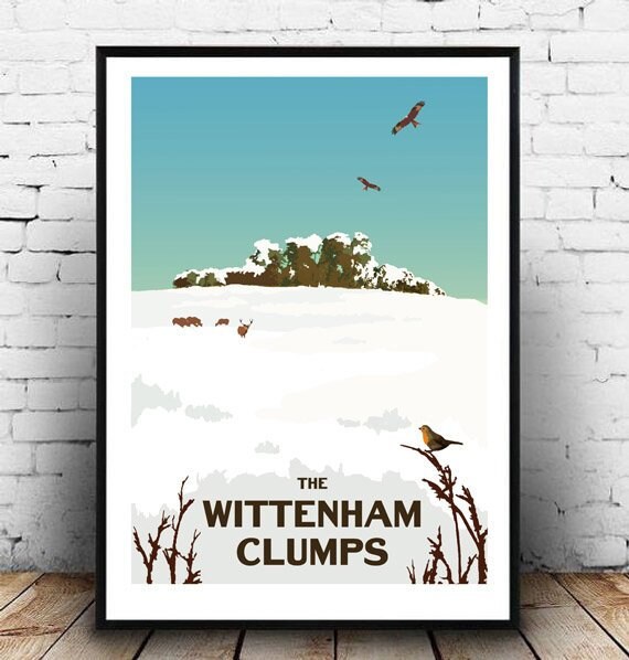 Wittenham Clumps in Winter Print, Wittenham Clumps Print, Oxfordshire ...