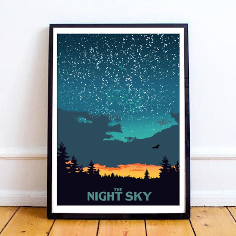 The Night Sky // Art print // Poster // Nature // Astrology | Etsy