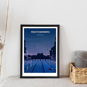 Nightswimming Art Print/poster, London Fields Lido, London. Travel ...