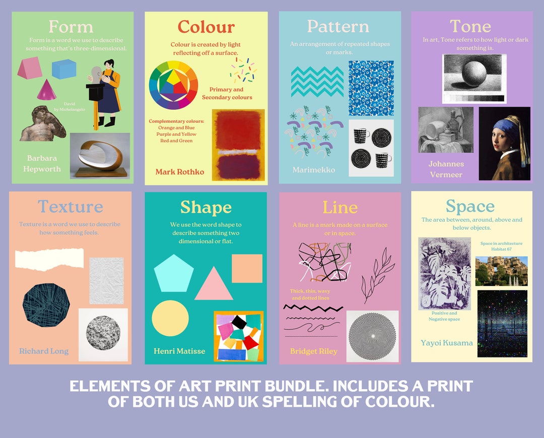 Elements of Art Print Bundle, Classroom Wall Prints, Formal Elements ...