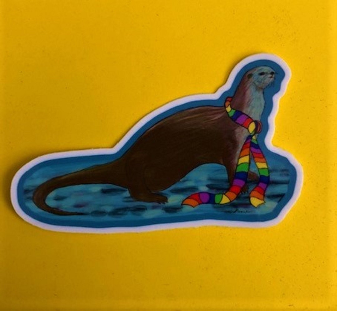 Gay Otter Pride Sticker: Rainbow Scarf, LGBTQ Art - Etsy