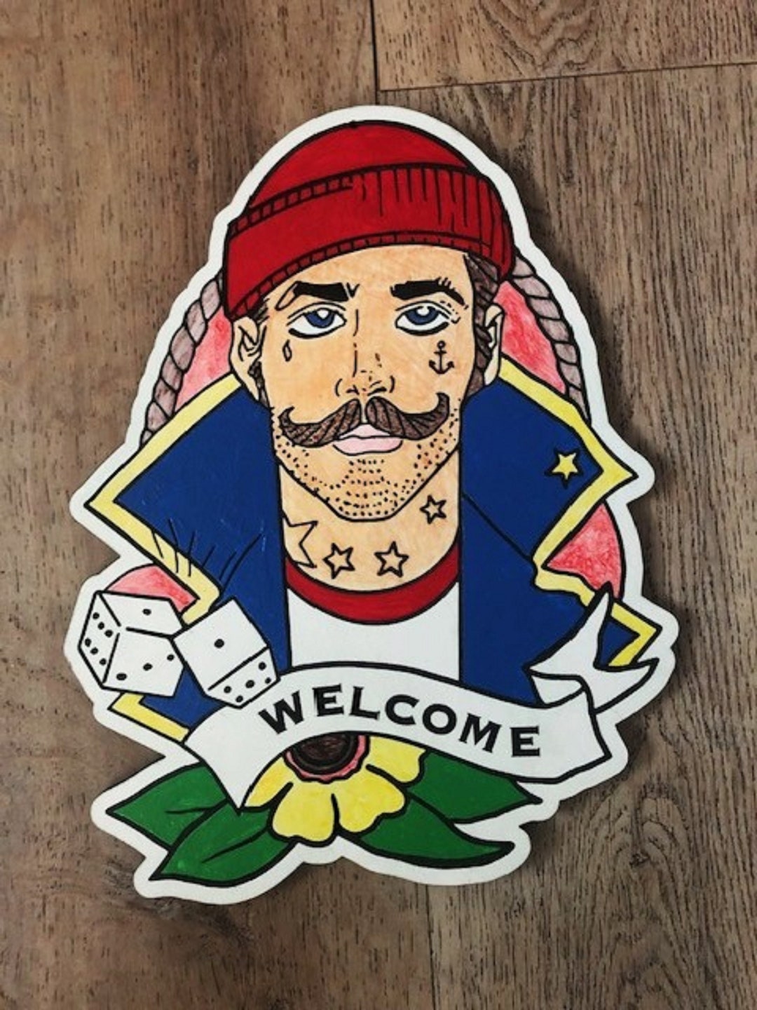 Custom Wood Sailor Welcome Sign: Hand-painted Laser Cut Art - Etsy