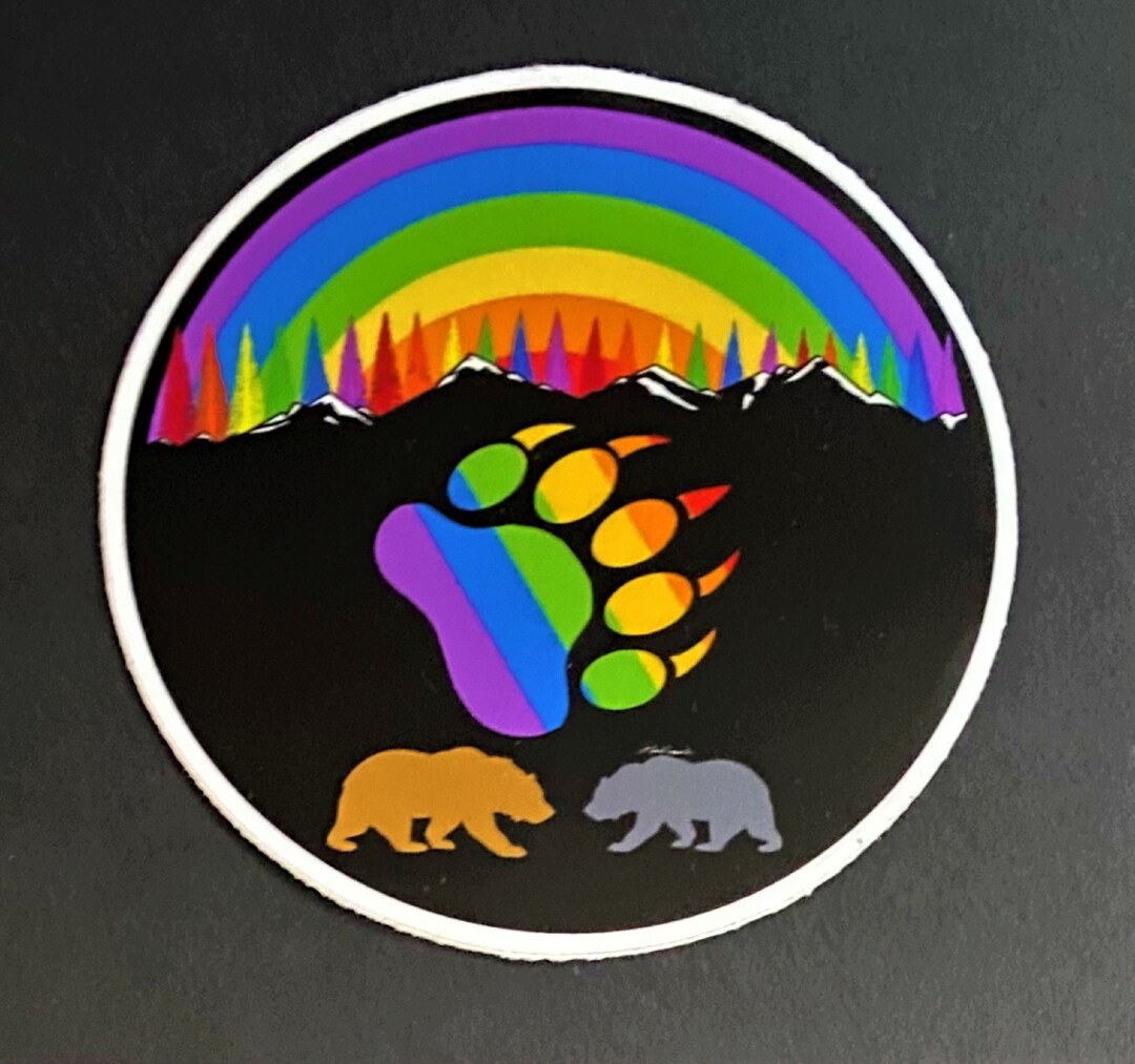 Bear Pride Sticker, Rainbow Sticker, Gay Pride Sticker, Bear Sticker ...