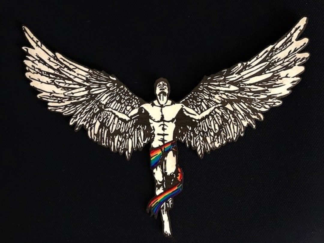 Gay Pride Angel Wall Art, Male Angel With Rainbow Sash, Male Angel Art ...