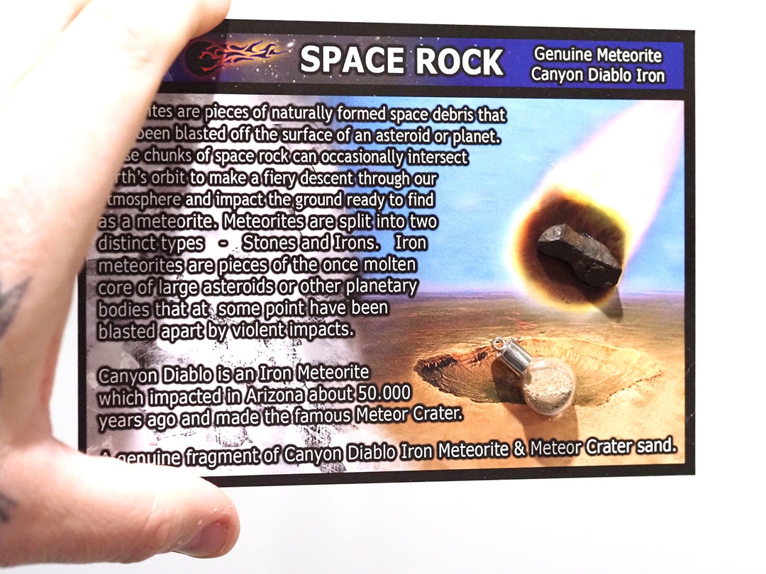 Space Rock on a Card - Genuine Canyon Diablo Iron Meteorite on a Colour ...