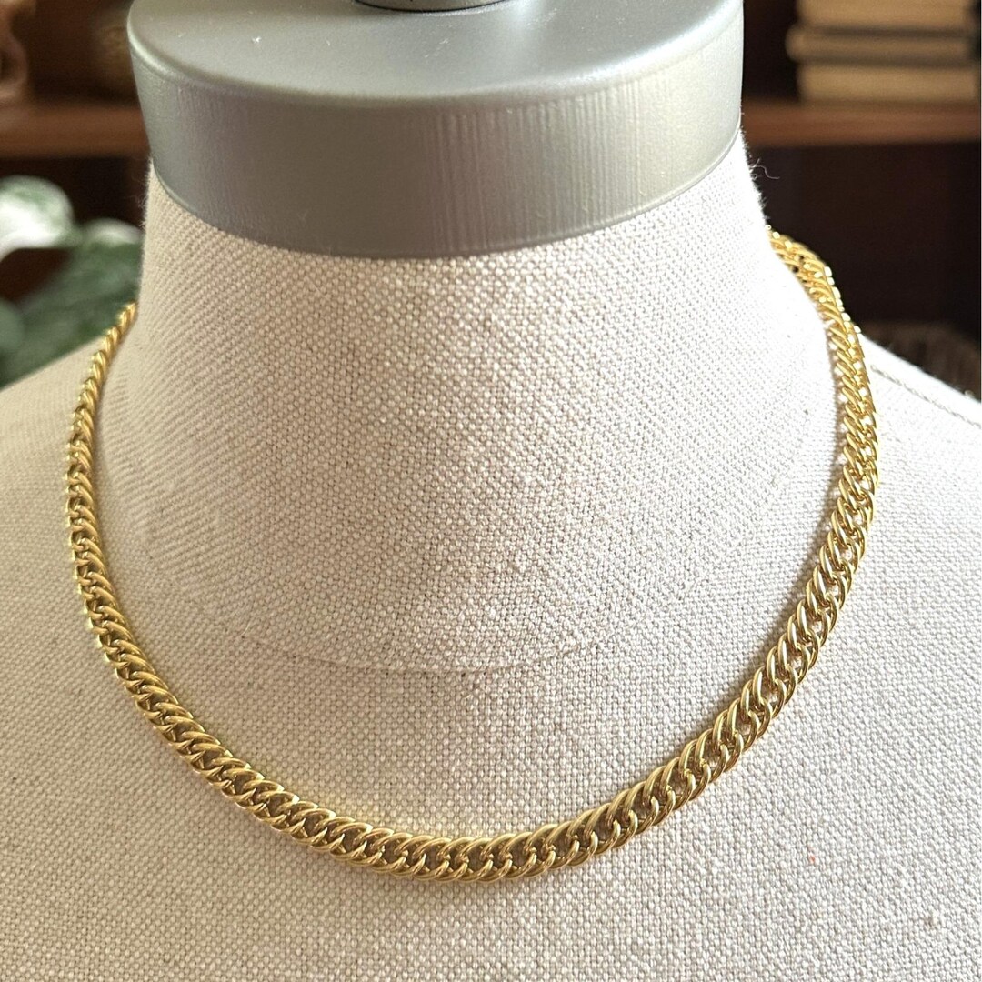 Vintage Sarah Coventry Gold Chain Necklace: 1970s Flat Curb Link Choker ...