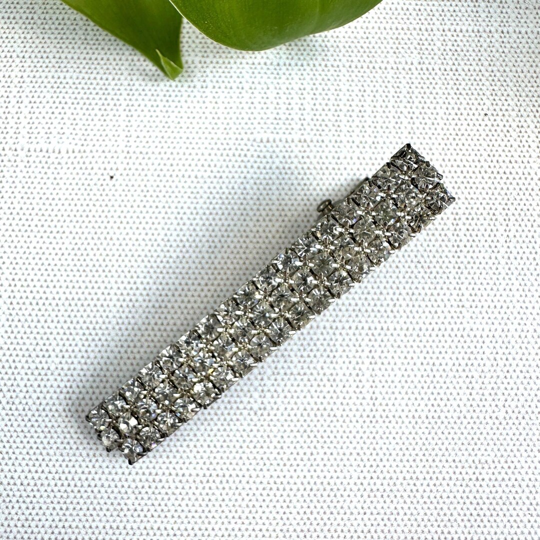 Rhinestone Alligator Hair Clip: Mid-century Bridal Silver Barrette - Etsy