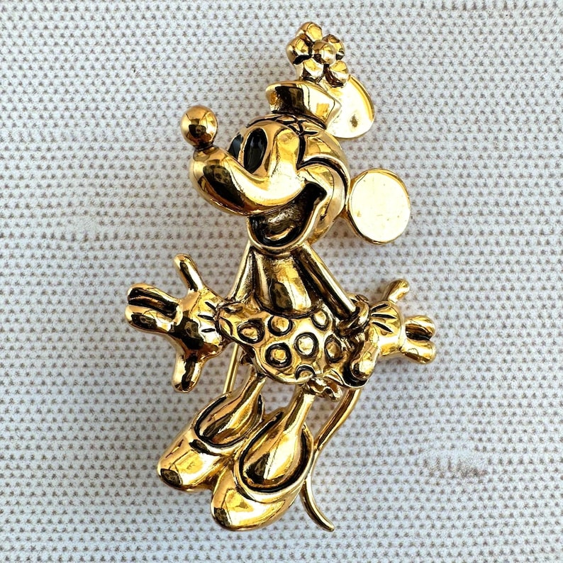 Vintage Disney Napier Minnie Mouse Brooch, Gold Tone Costume Jewelry - Etsy