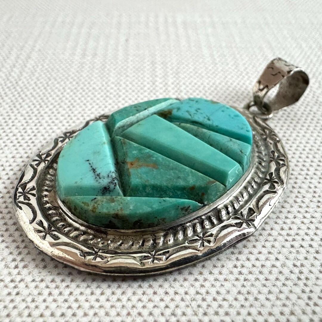 Native American Navajo Cobblestone Pendant Sterling Silver With Stamp ...