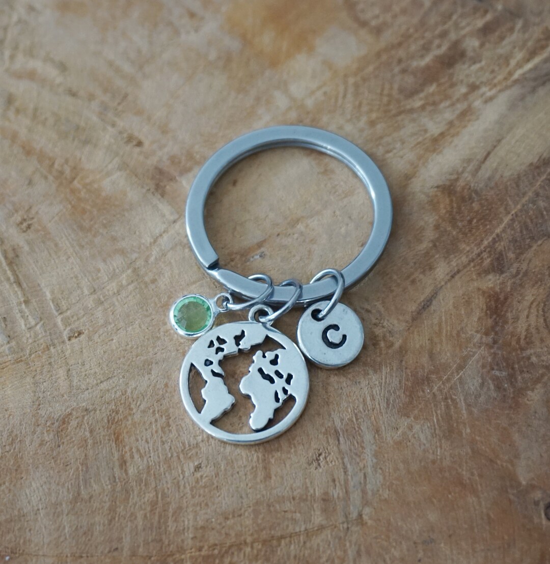 World Map Keychain Planet Keychain Terrestrial Globe World Tour Travel ...